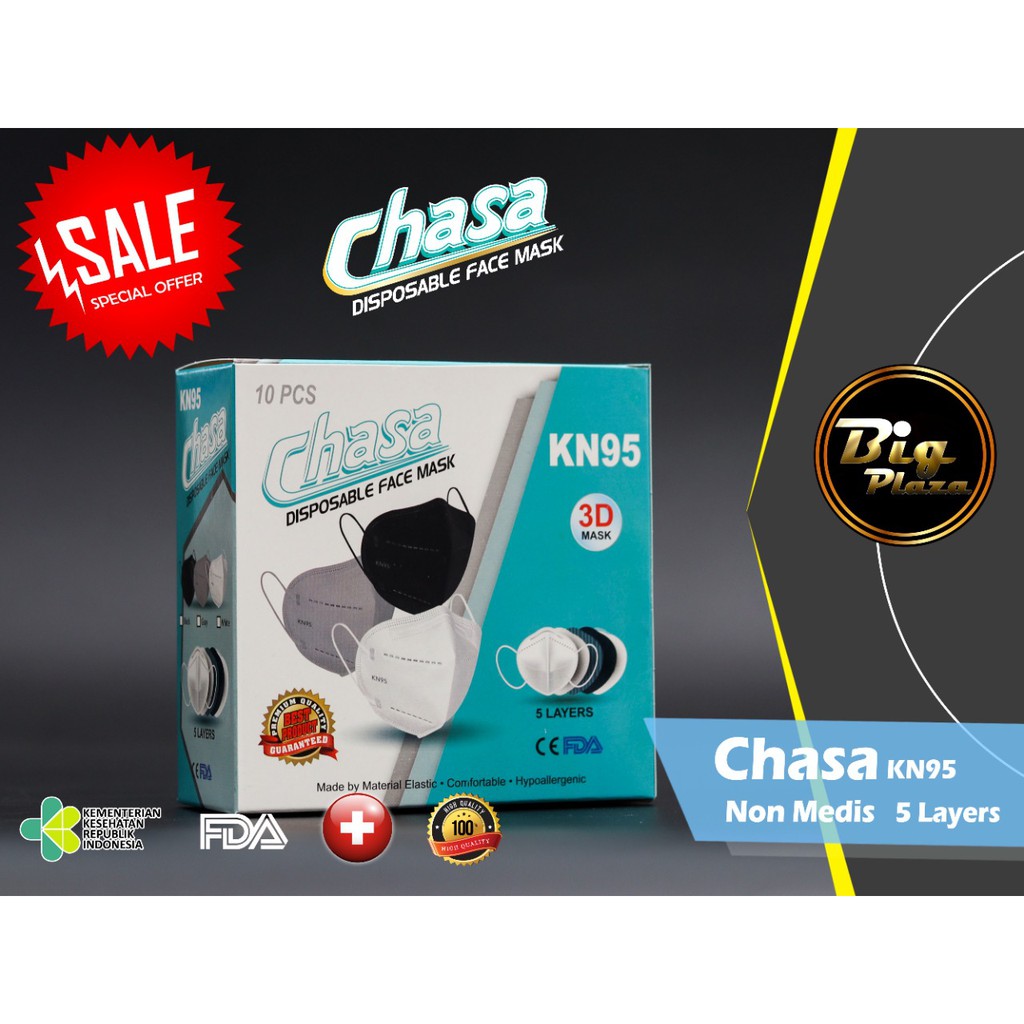 Jual Earloop KN95 Chasa 1 Kotak isi 10pcs Masker 5ply KN95 Chasa - Big ...