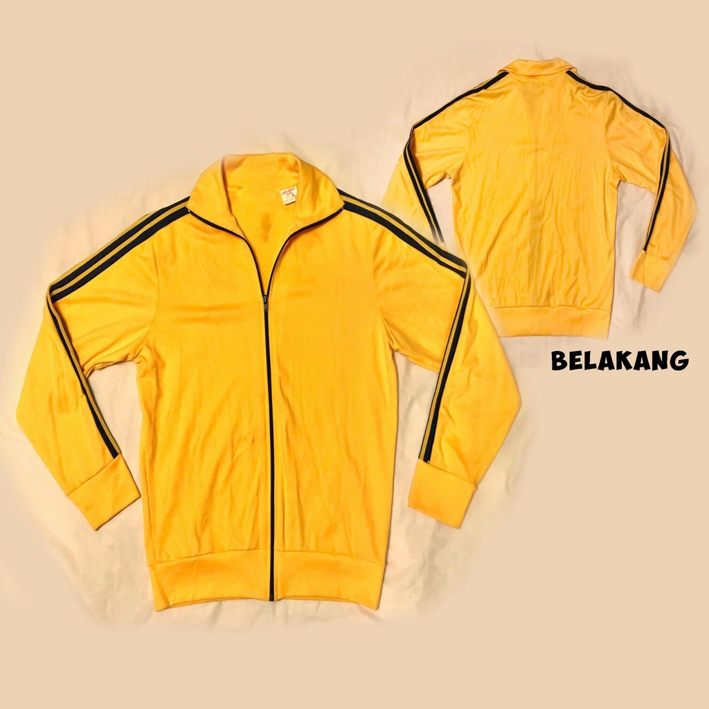 Jual Zipper sporty model tracktop warna kuning list plisir hitam jaket ...