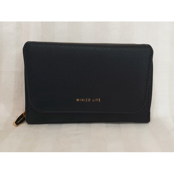 Jual MINISO Dompet Wanita Resleting Logam hitam | Shopee Indonesia