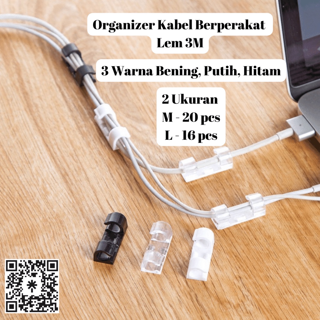 Jual Klip Kabel Perekat 3M - Cable Organizer / Holder Kabel Meja ...