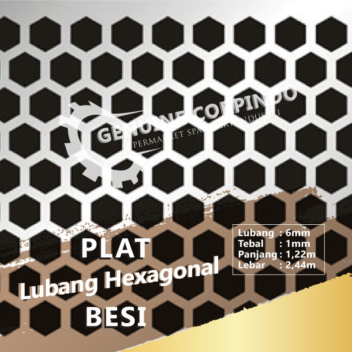 Jual Plat Besi Lubang 6mm Hexagonal Tebal 1 mm X 1,22 M X 2,44 M ...