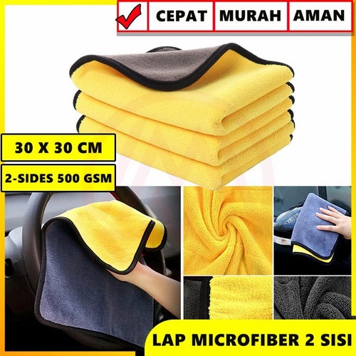 Jual KAIN LAP MOBIL MICROFIBER 30 X 30 / KAIN LAP KUNING SERBAGUNA ...