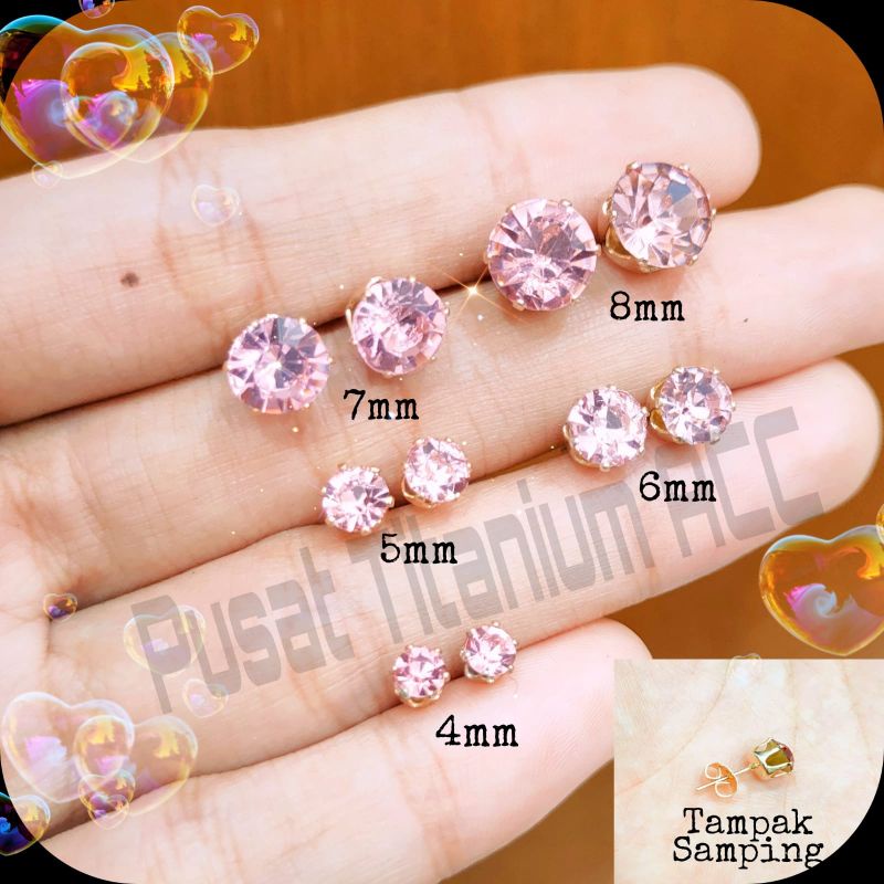 Jual ANTING TITANIUM DIAMOND TUNGGAL PERHIASAN LAPIS EMAS KOREA ANTI ...