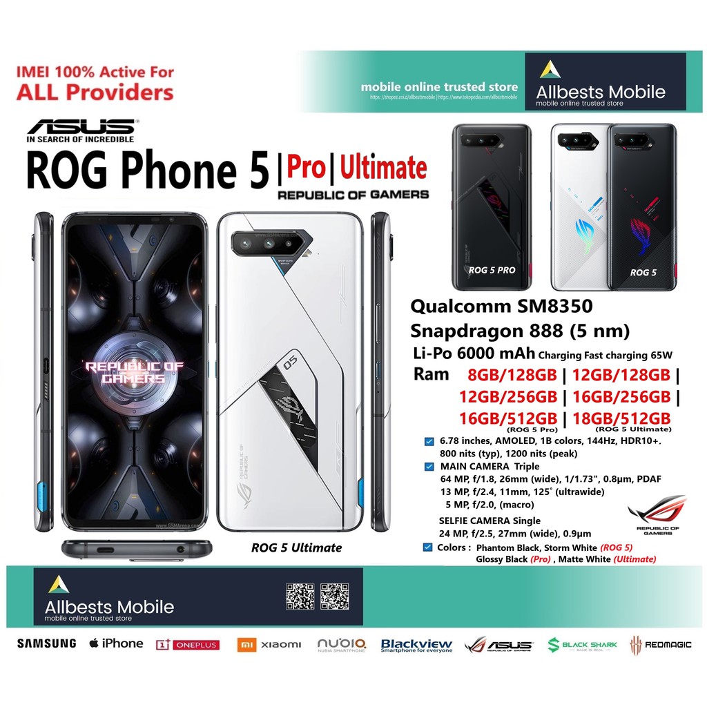Jual ASUS ROG PHONE 5 PRO ULTIMATE 5G 8-12/128GB, 12/256GB, 16/256GB ...