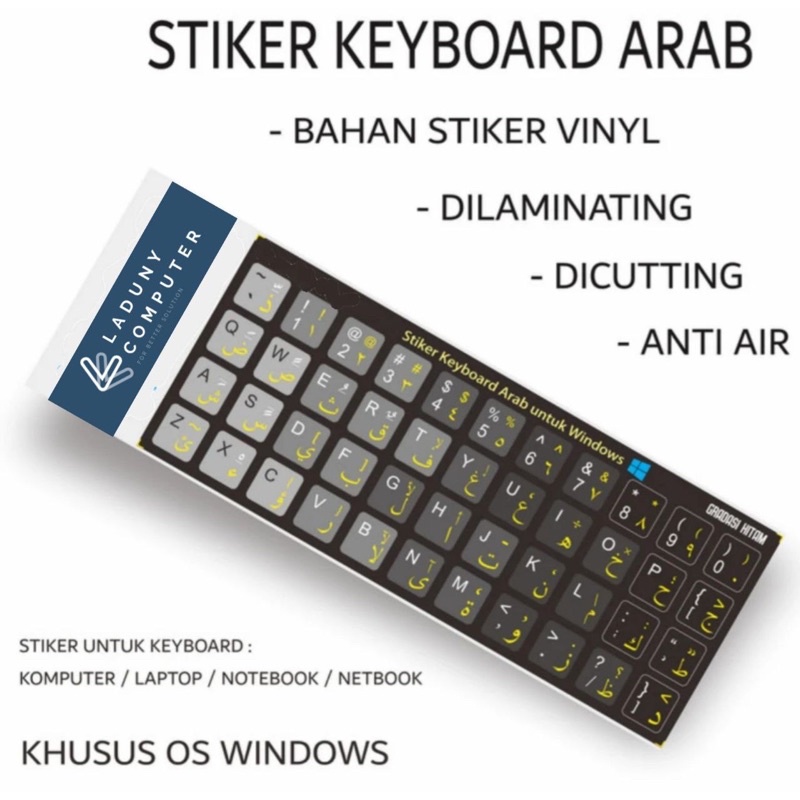 Jual Sticker Keyboard Arabic | Stiker Keyboard Huruf Arab Transparan ...