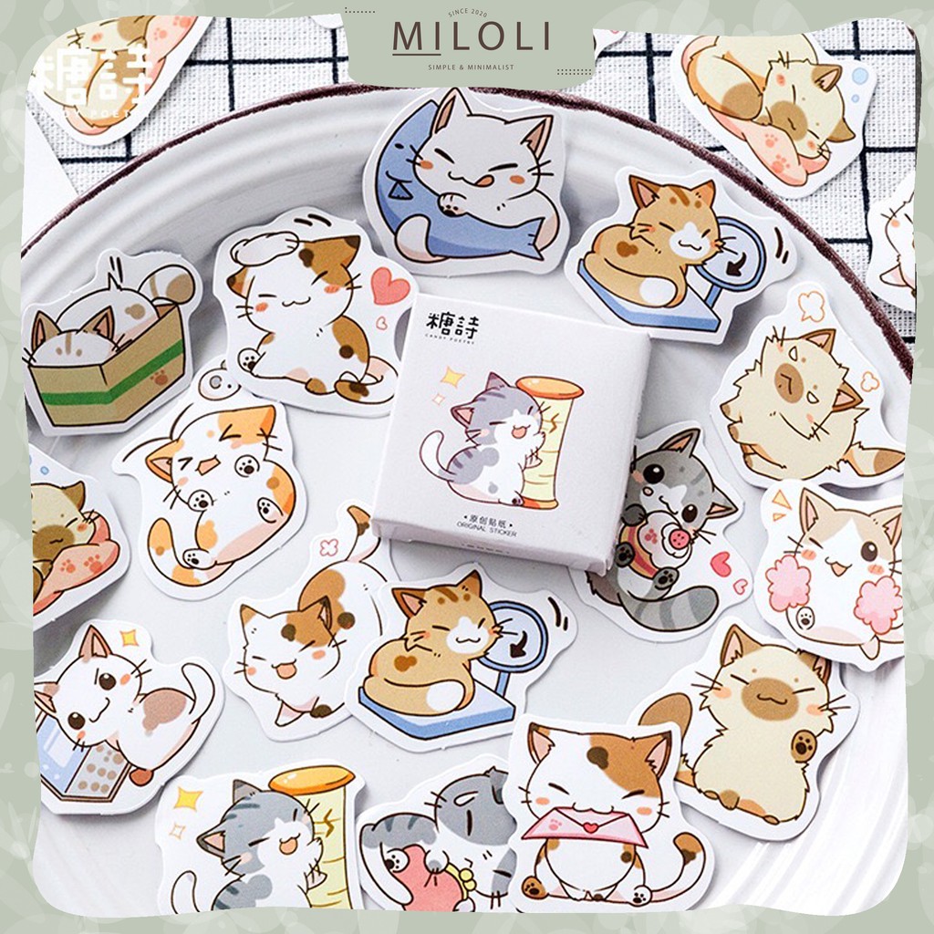 Jual [MILOLI] 45 Pcs CAT Deco Sticker Planner DIY Scrapbook Stiker Lucu ...