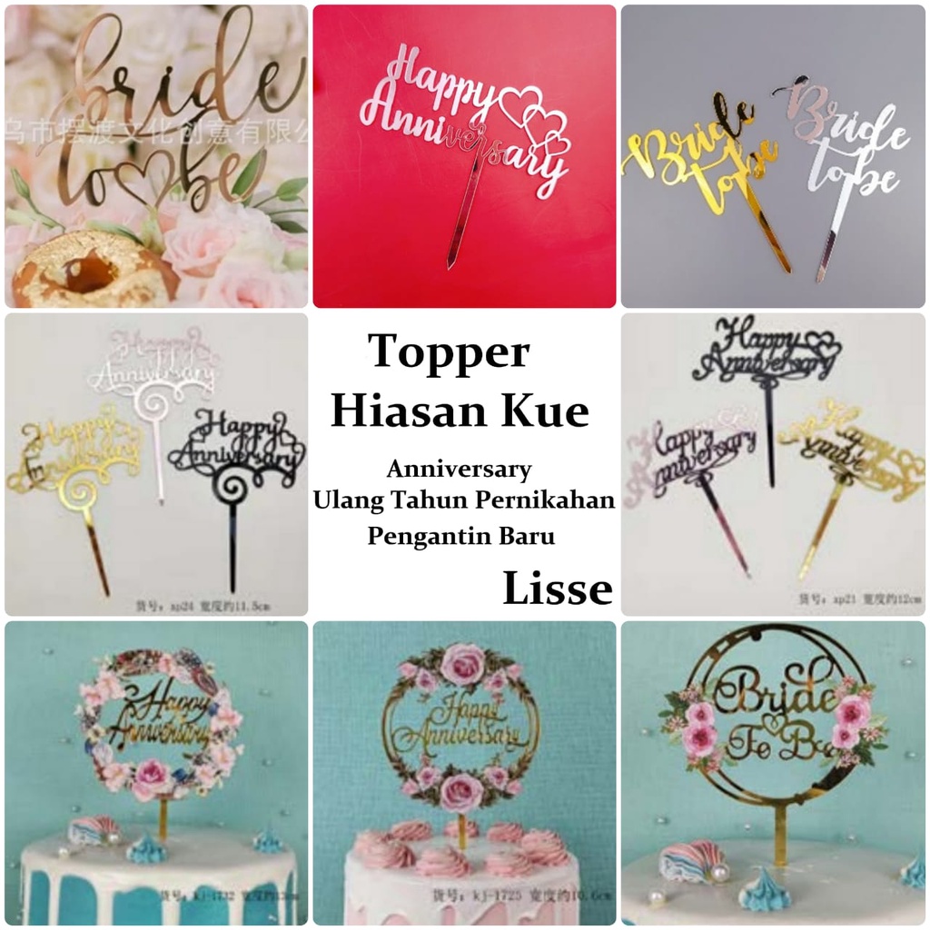Jual Topper Cake Toper Tusuk Kue Ulang Tahun Ultah Anniversary Bride To ...