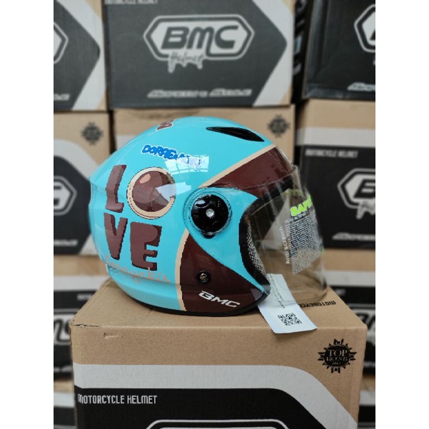 Jual HELM BMC ORIGINAL SNI MILAN DORAEMON DORAYAKI BLUE PASTEL BROWN ...