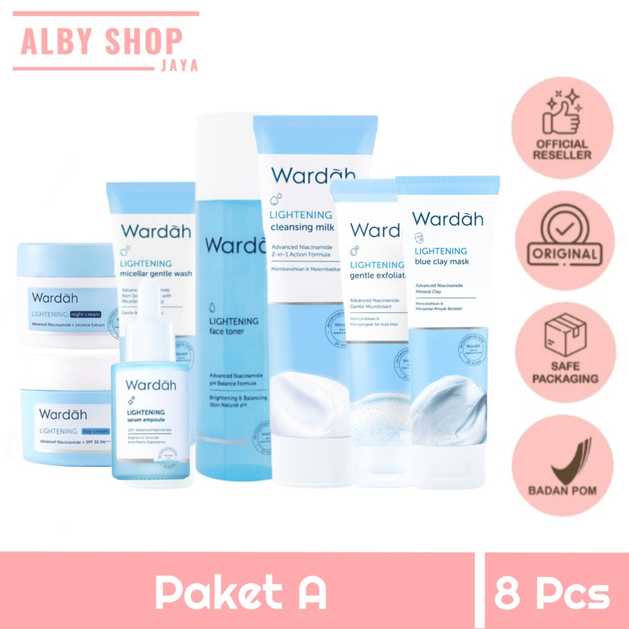 Jual Wardah Lightening Paket Lengkap | Paket Skincare Wardah Lightening ...