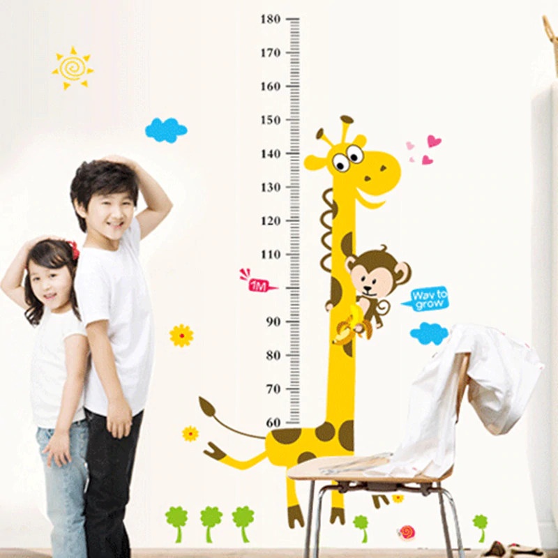 Jual Sticker Wallpaper Dinding pengukur tinggi badan Cartoon Giraffe ...