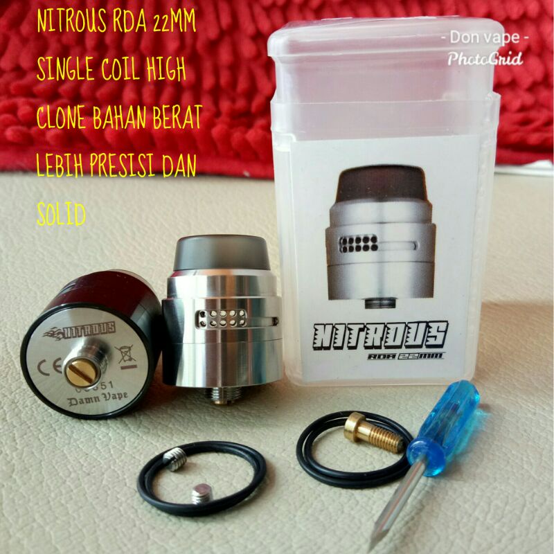 Jual RDA NITROUS 22MM SINGLE COIL BY DAMN VAPE HIGHCLONE | Shopee Indonesia