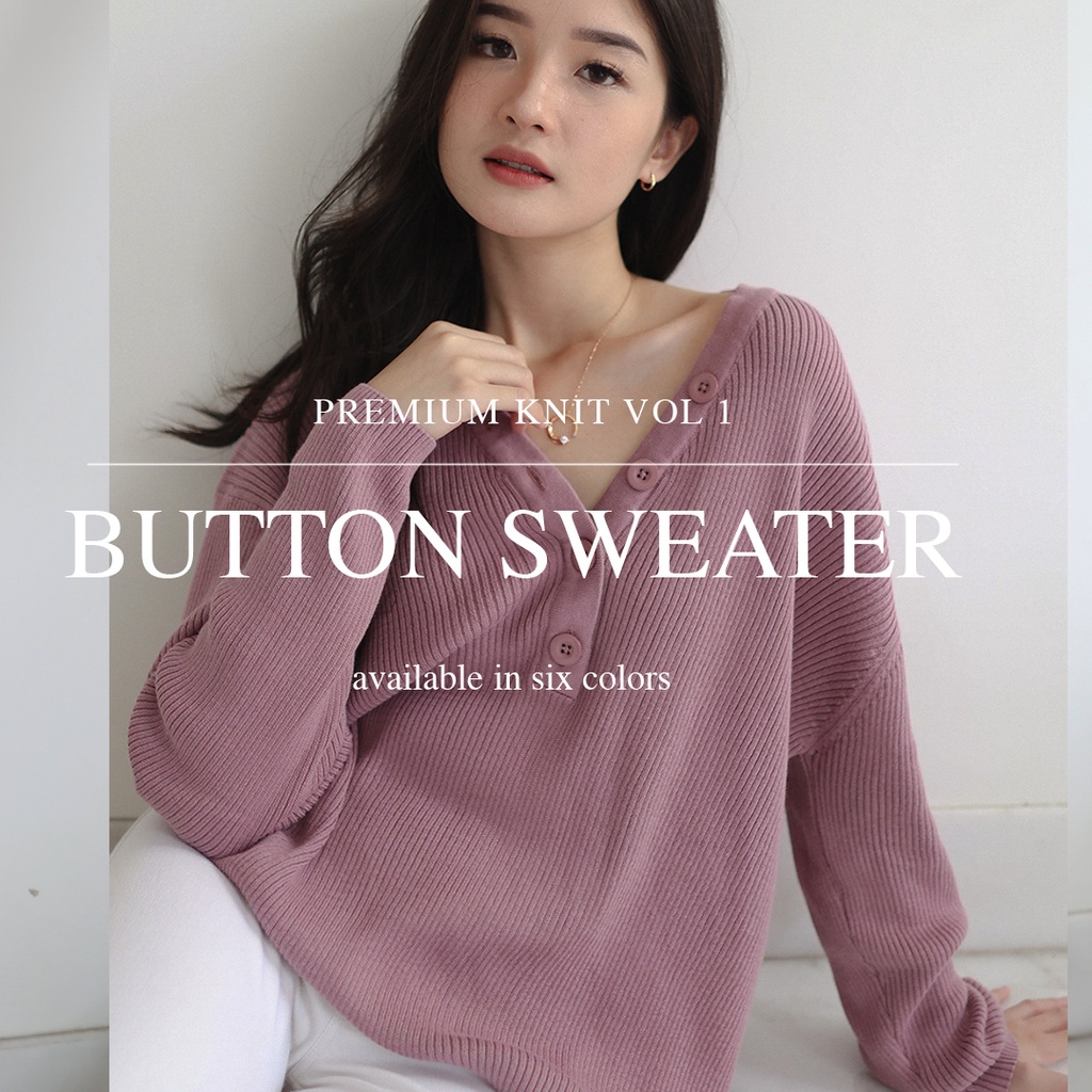 Jual ECLAIR Collection - Button Sweater | Shopee Indonesia