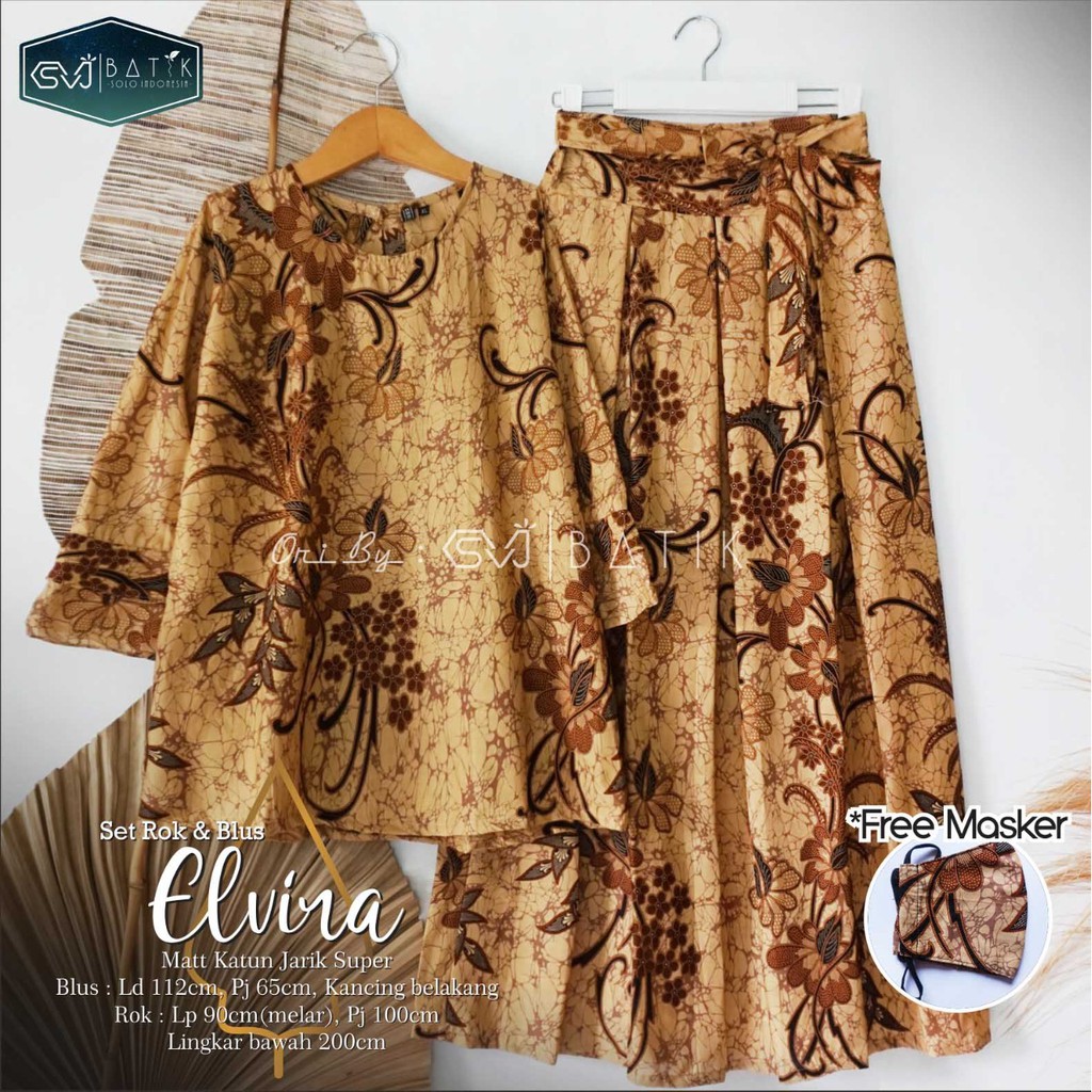 Jual SVJ BATIK BAJU SETELAN SERAGAM KANTOR SET BLUS ROK BATIK ELVIRA ...