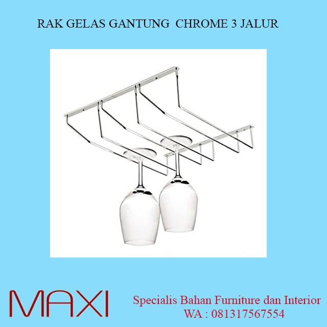 Jual Rak Gelas Gantung 3 Jalur Chrome | Shopee Indonesia