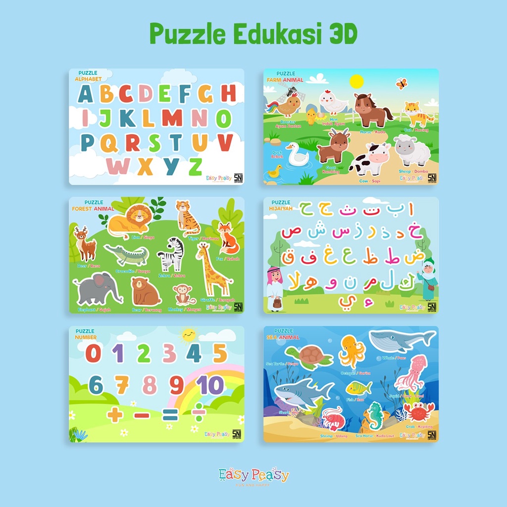 Jual Easy Peasy - Jigsaw Puzzle Kayu 3D Mainan Edukasi Edukatif Anak ...