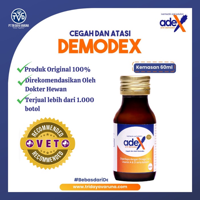 Jual Obat demodex demodek kudis gudikan pada anjing sirup Adex 60 ml ...