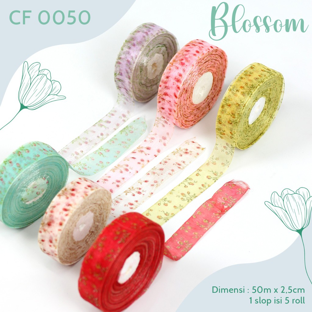 Jual Pita Roll Organdi motif Blossom CF0050 - 6 Pilihan Warna | Shopee ...
