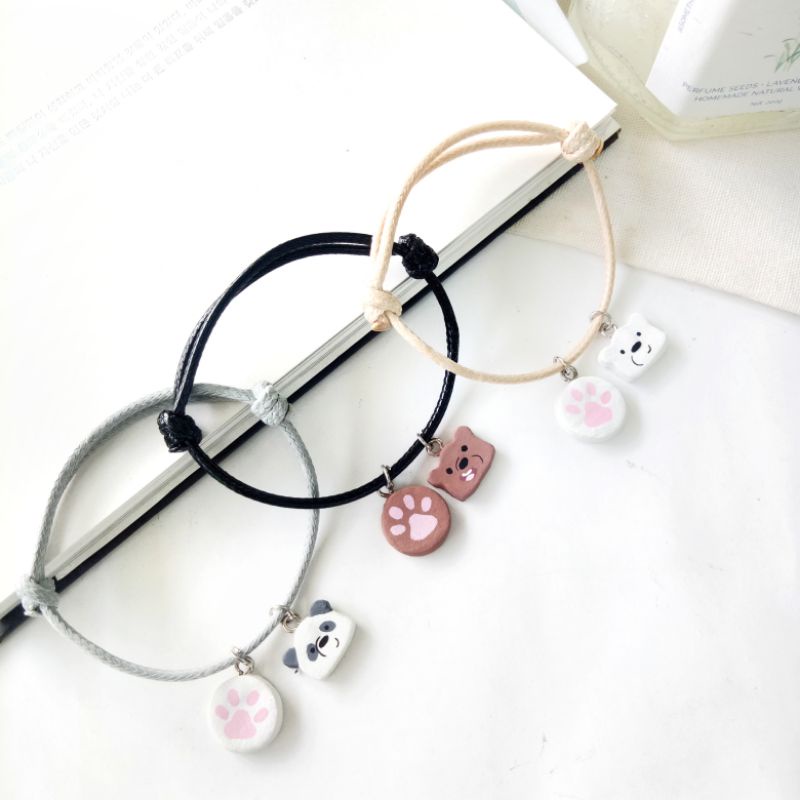 Jual We Bare Bears Clay Bracelet | Custom Gelang Tali Nama Inisial ...