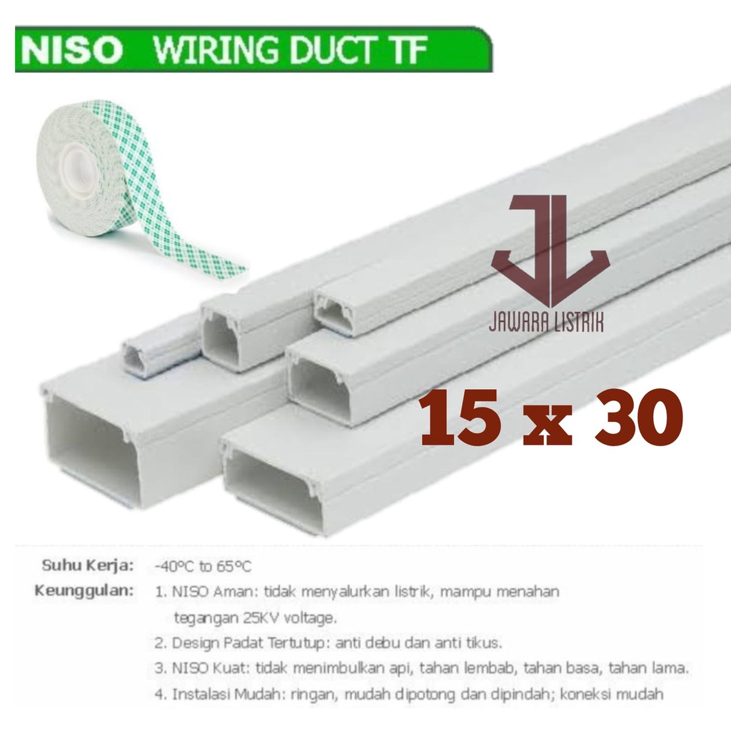 Jual KABEL DUCT DUCTING TF 15 X 30 MM TC PROTECTOR NISO TRAY + DOUBLE TAPE | Shopee Indonesia