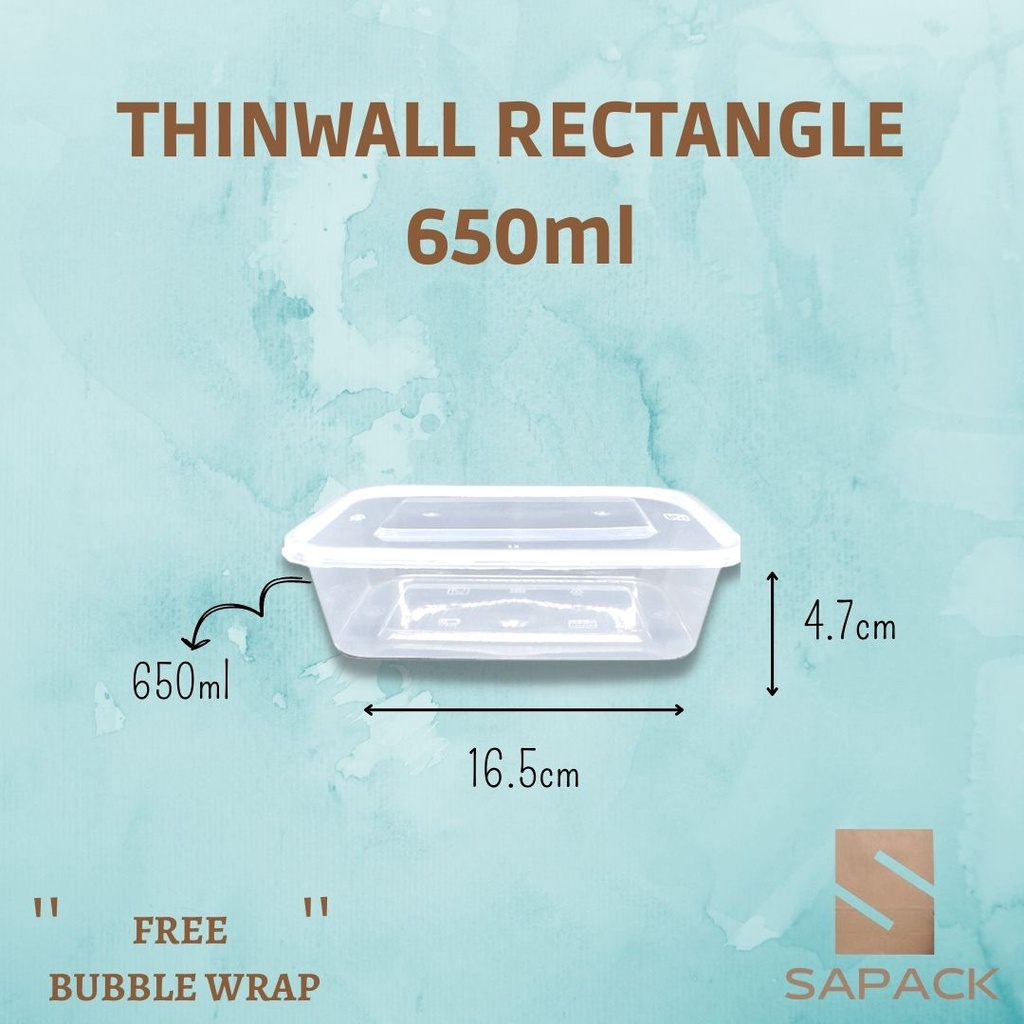 Jual THINWALL 650ML KOTAK MAKAN RECTANGLE / KOTAK MAKAN 650ML PLASTIK ...