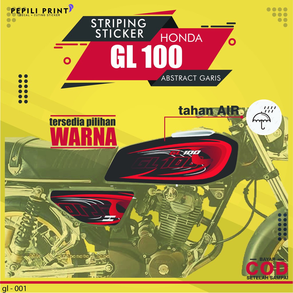 Jual Stiker striping decal thailook variasi body motor honda gl 100 pro ...