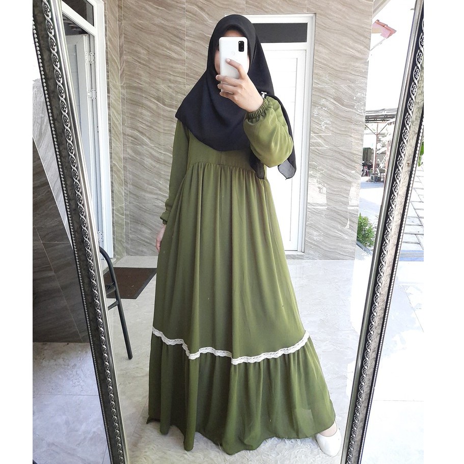 Jual Gamis Ceruty Babydoll Full Furing List Renda/ Gamis Ceruty ...