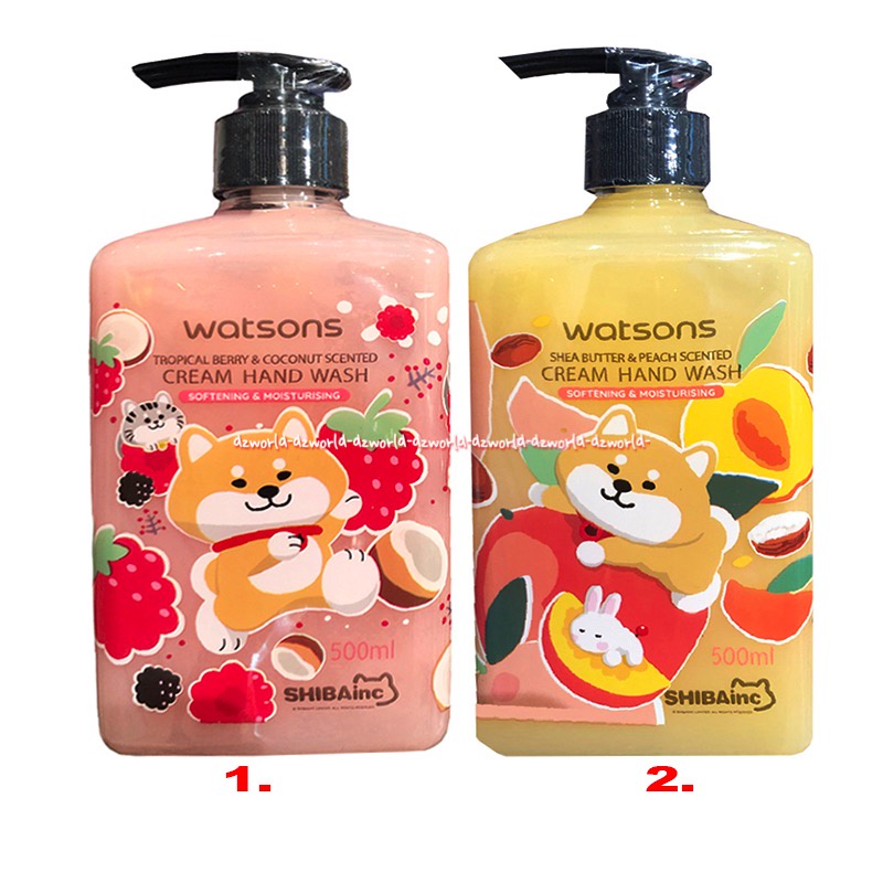 Jual Watsons Cream Hand Wash 500ml Shea Butter Peach Tropical Berry ...