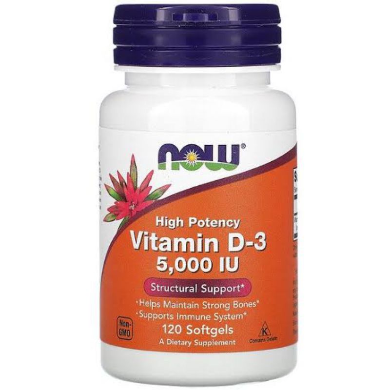 Jual NOW Foods Vitamin D3 High Potency 5,000 IU, 120 Softgels | Shopee Indonesia