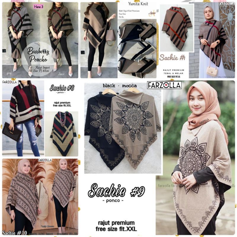 Jual COD ALL MODEL PONCO KNIT RAJUT BLUSUKAN CAPE IMPOR FIT XL ZIA Dio y$L poncho segitiga ...