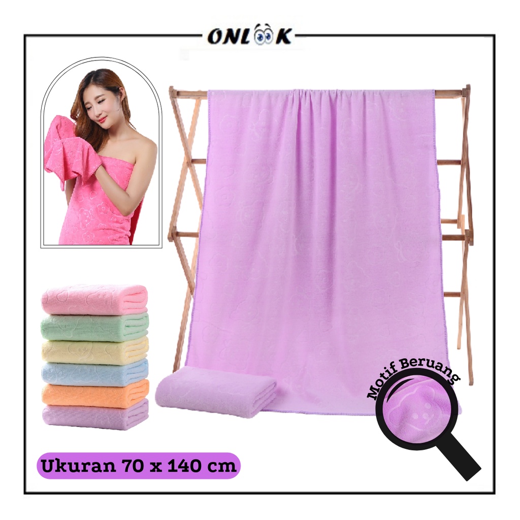 Jual Handuk Mandi Ukuran 70x140cm Motif Beruang Quick Drying Bath Towel ...
