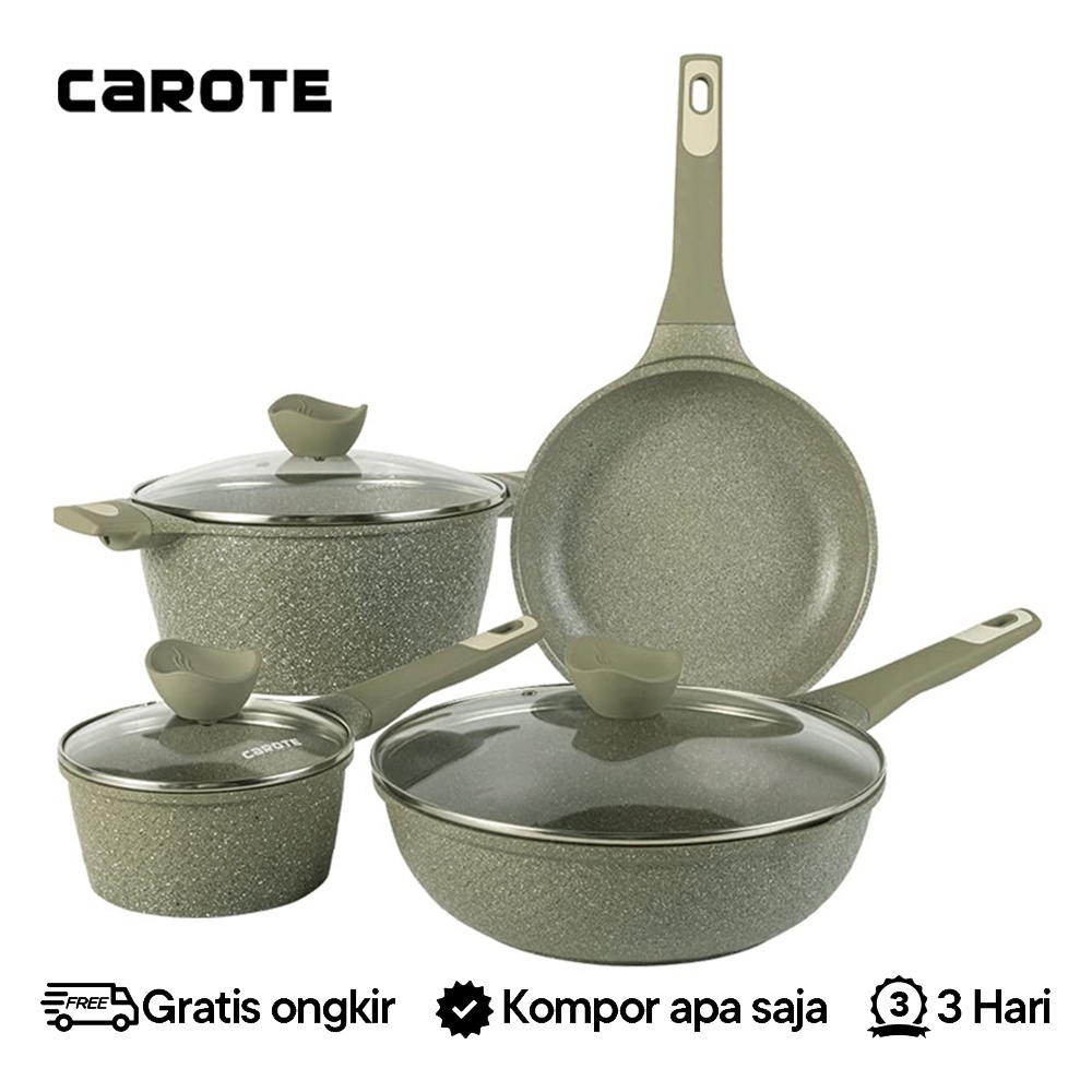 Jual Carote Terra 3/4 pcs Set HIJAU Wajan dan Panci Marble Anti Lengket ...