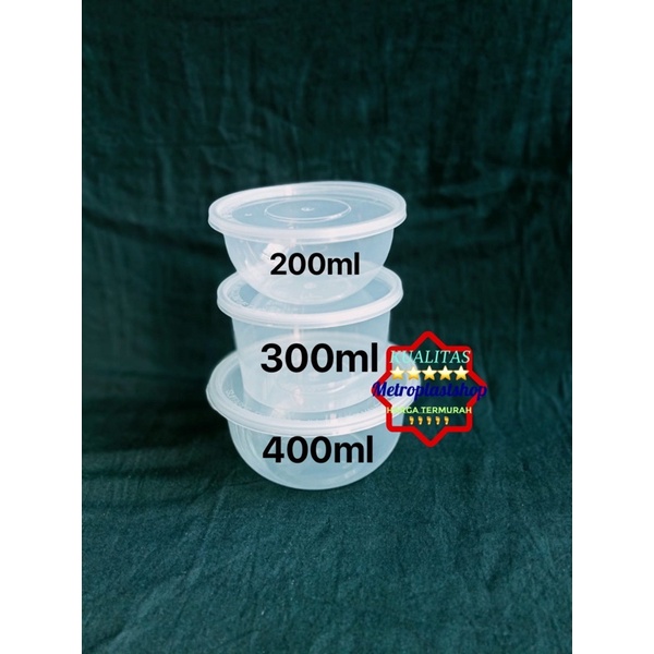 Jual Thinwall Cup Bowl Plastik 200ml 300ml 400ml Food Grade Uk 200 300 400 isi 25 pcs + Tutup ...