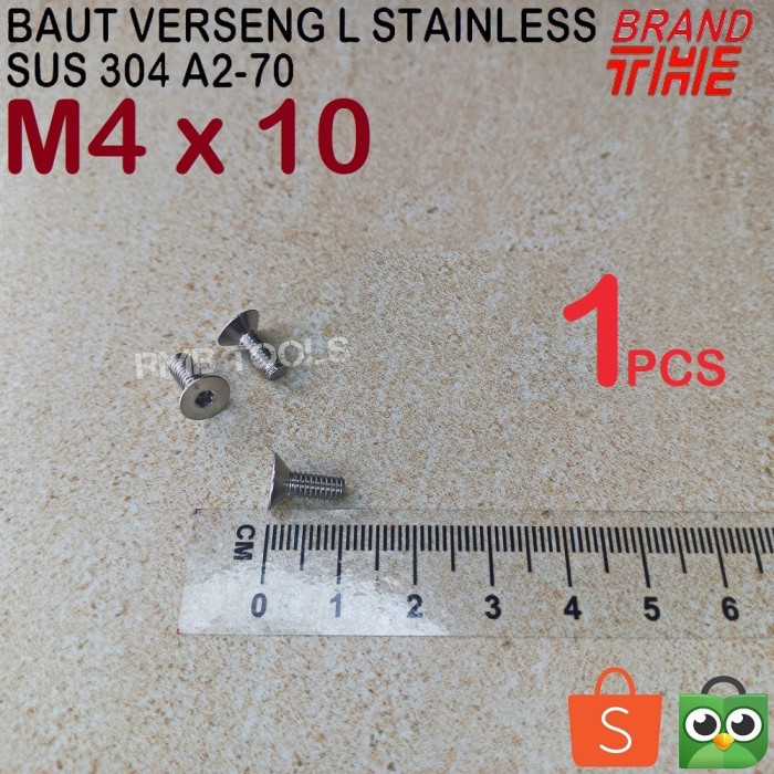 Jual M4x10 Baut JF Kunci L Stainless SS 304 A2-70 Verseng Countersunk M4 | Shopee Indonesia