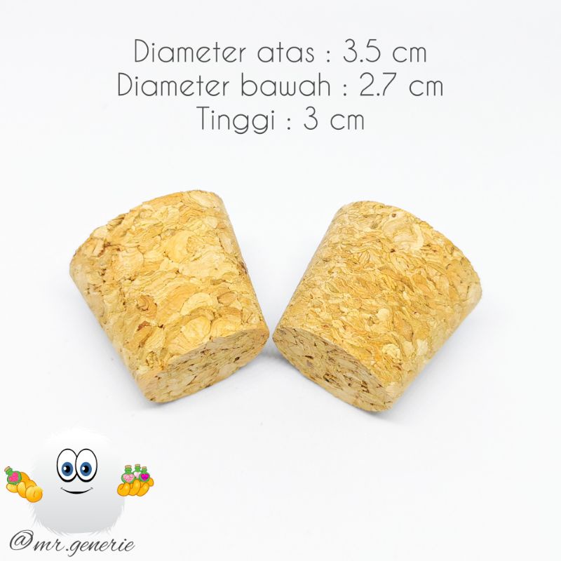 Jual MrGenerie 35x27x30 mm Jumbo Cork Cap / Tutup Botol Kaca Gabus kayu ...