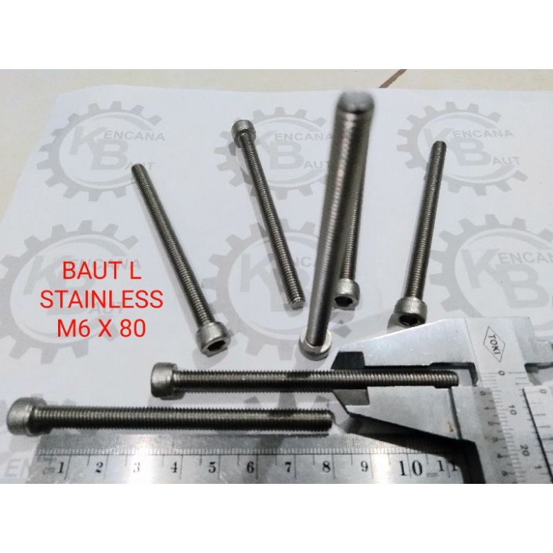 Jual Baut / Bolt / Baud L Stainless M6 x 80 | Shopee Indonesia