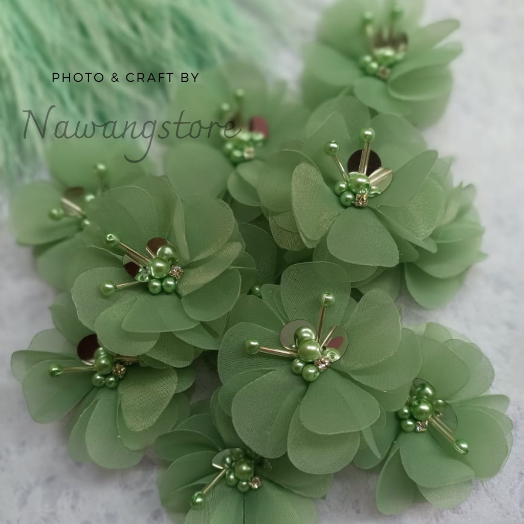 Jual Aplikasi Bunga camelia payet bambu /kebaya /brukat /jahit /bunga ...