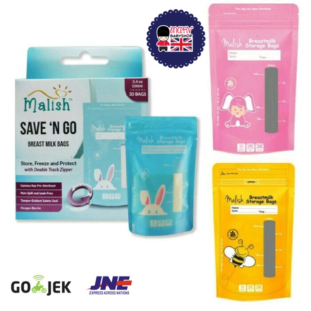 Jual malish baby save N go breastmilk bayi kantong susu asi lucu 100ml ...