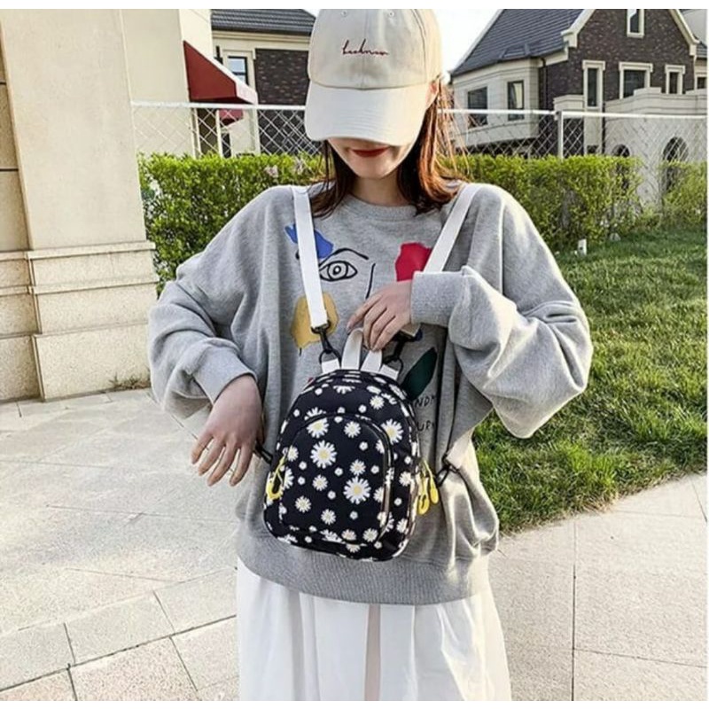 Jual Tas Ransel Mini Wanita Motif Bunga Daisy Flower Kekinian | Shopee ...