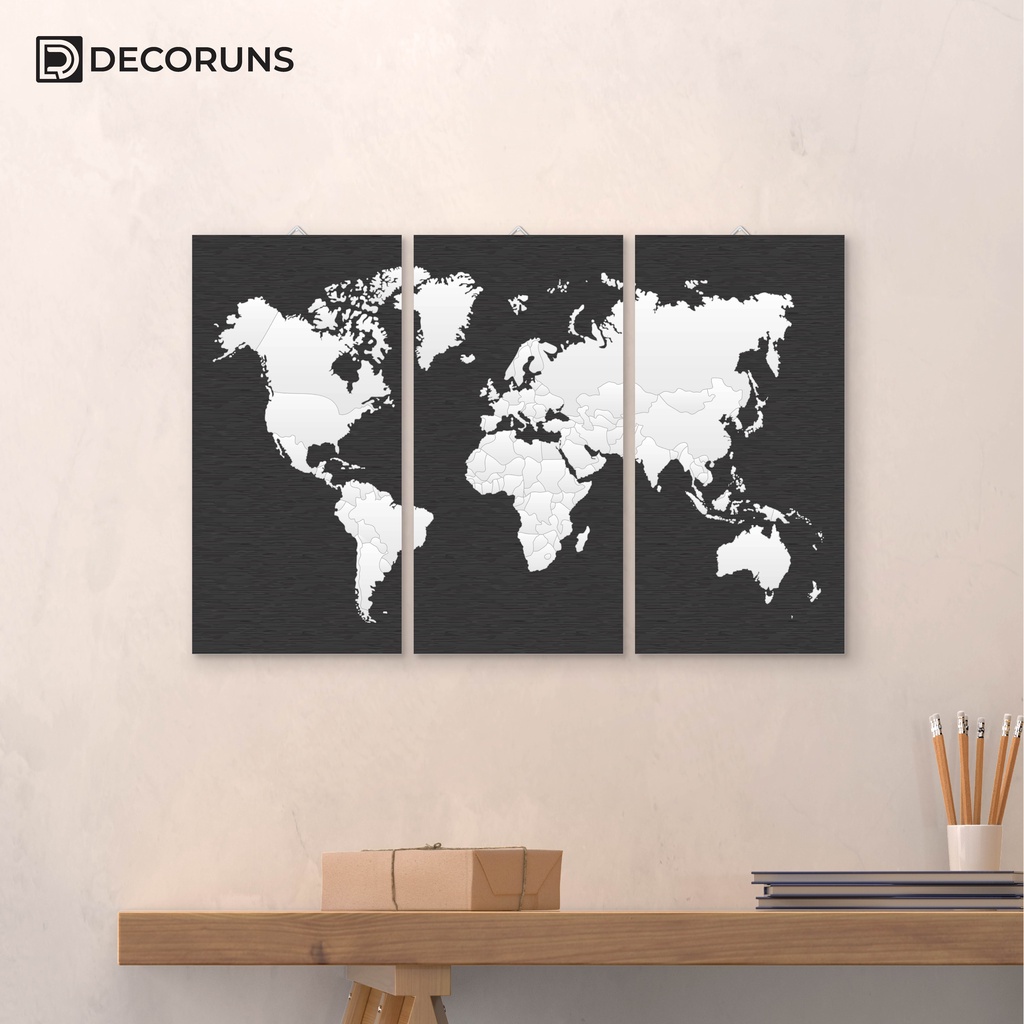 Jual Decoruns 3 pcs Hiasan Dinding Kamar Dekorasi Rumah Pajangan Peta ...
