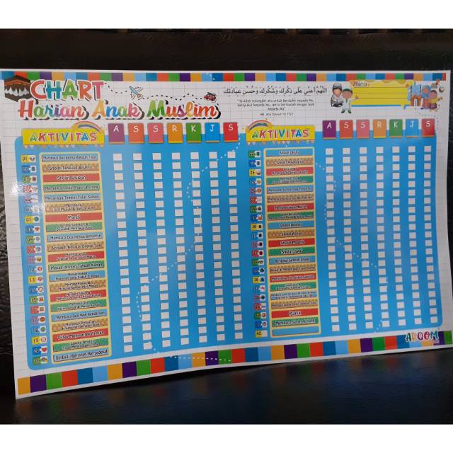 Jual POSTER ISLAMI / CHART HARIAN ANAK MUSLIM / JADWAL SEHARI HARI ANAK ...