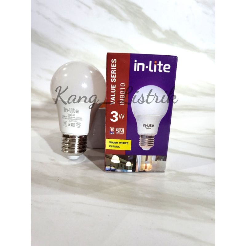 Jual InLite Value Bulb Lampu LED 3 Watt INB010 cahaya Kuning/warm white | Shopee Indonesia