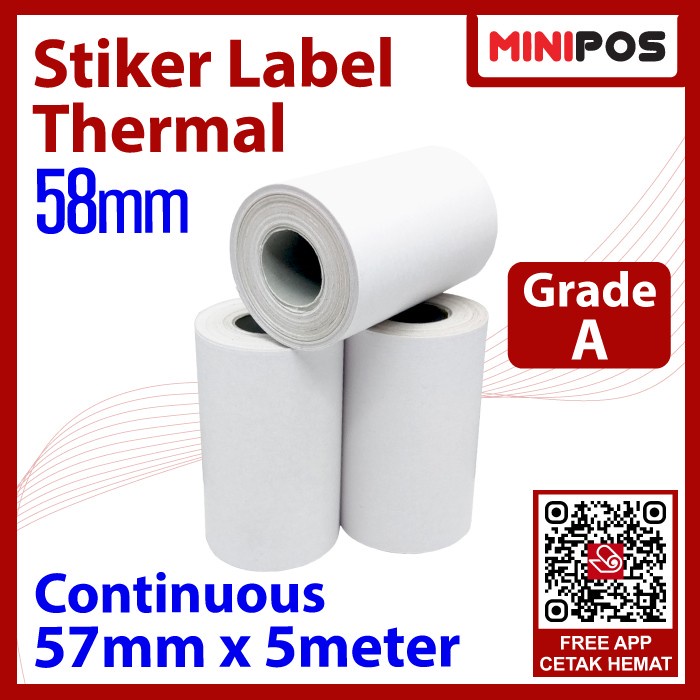 Jual Kertas Sticker Thermal Label Resi OlShop 58mm x 5M Continuous ...
