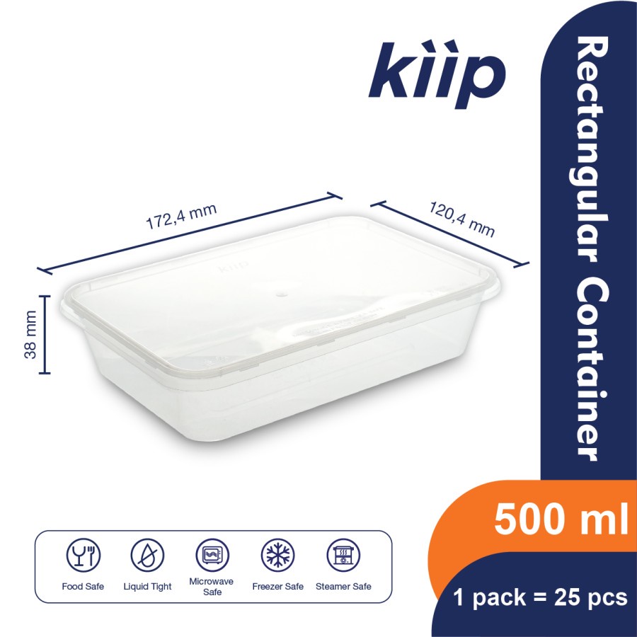 Jual KIIP Thinwall Rectangle Food Container 500ml / Kotak Makan Plastik | Shopee Indonesia