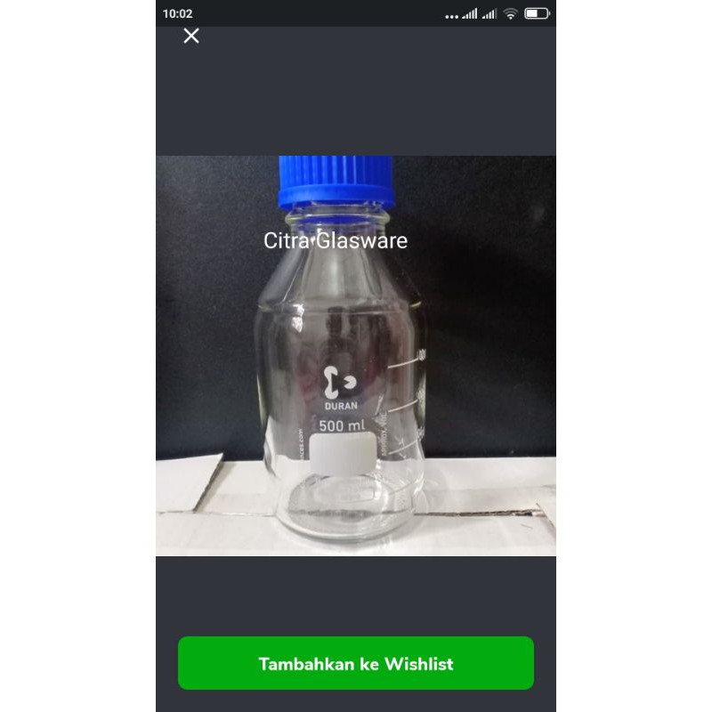 Jual Laboratory botol Duran 500 ml with graduated tutup screw cap GL 45 ...