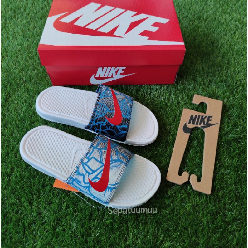 Jual Sandal Slop Nike KawaSlide Sendal Slide Flip Flop Hitam Print ...