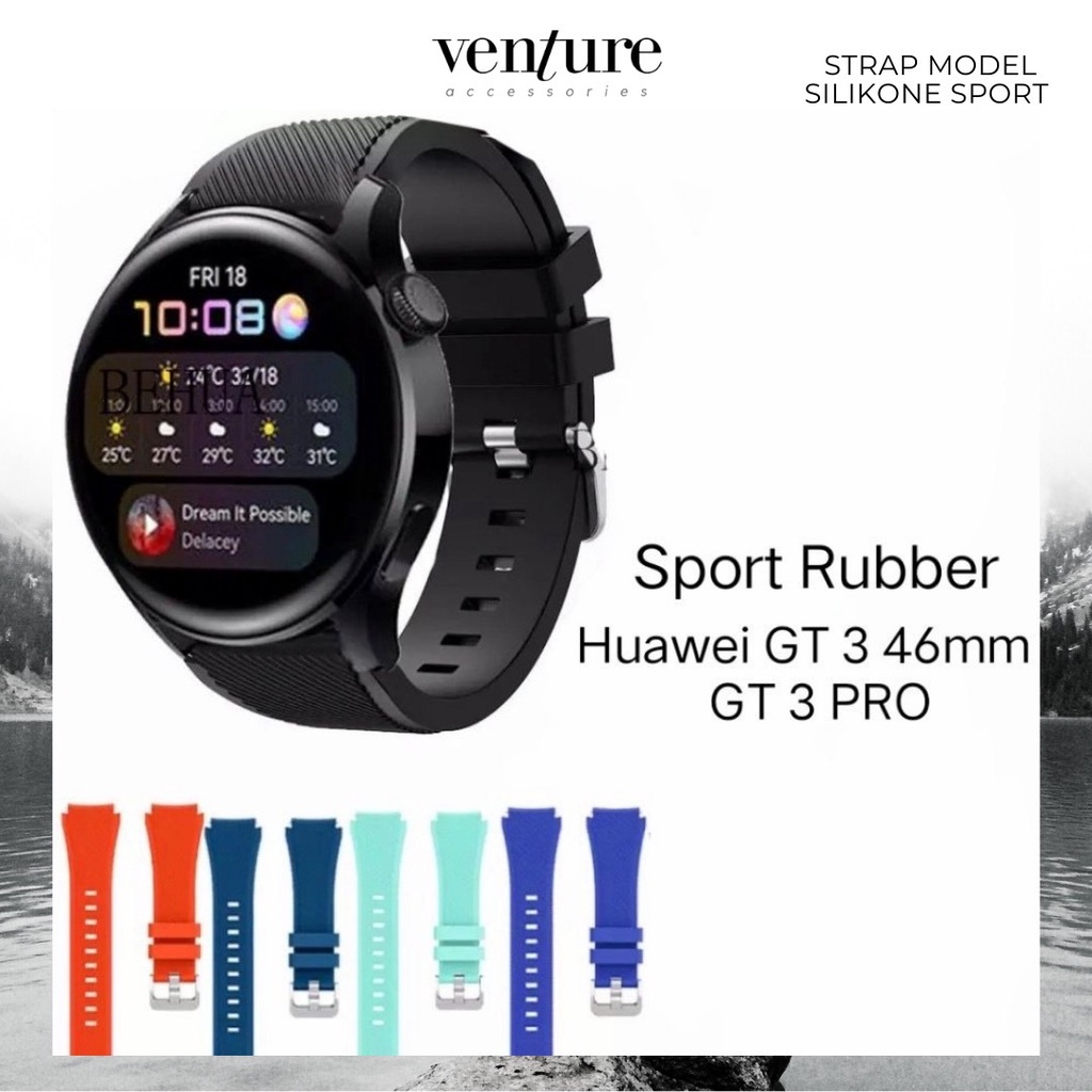 Jual STRAP HUAWEI WATCH 3 / GT 3 / GT3 PRO 46MM MODEL SILICONE SPORT ...