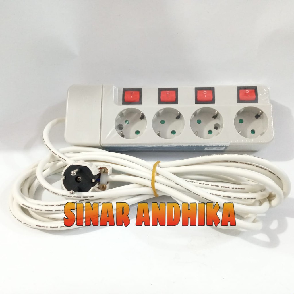 Jual STOP KONTAK UTICON 4 LUBANG+KABEL 5 METER+SAKLAR TERSENDIRI ST ...