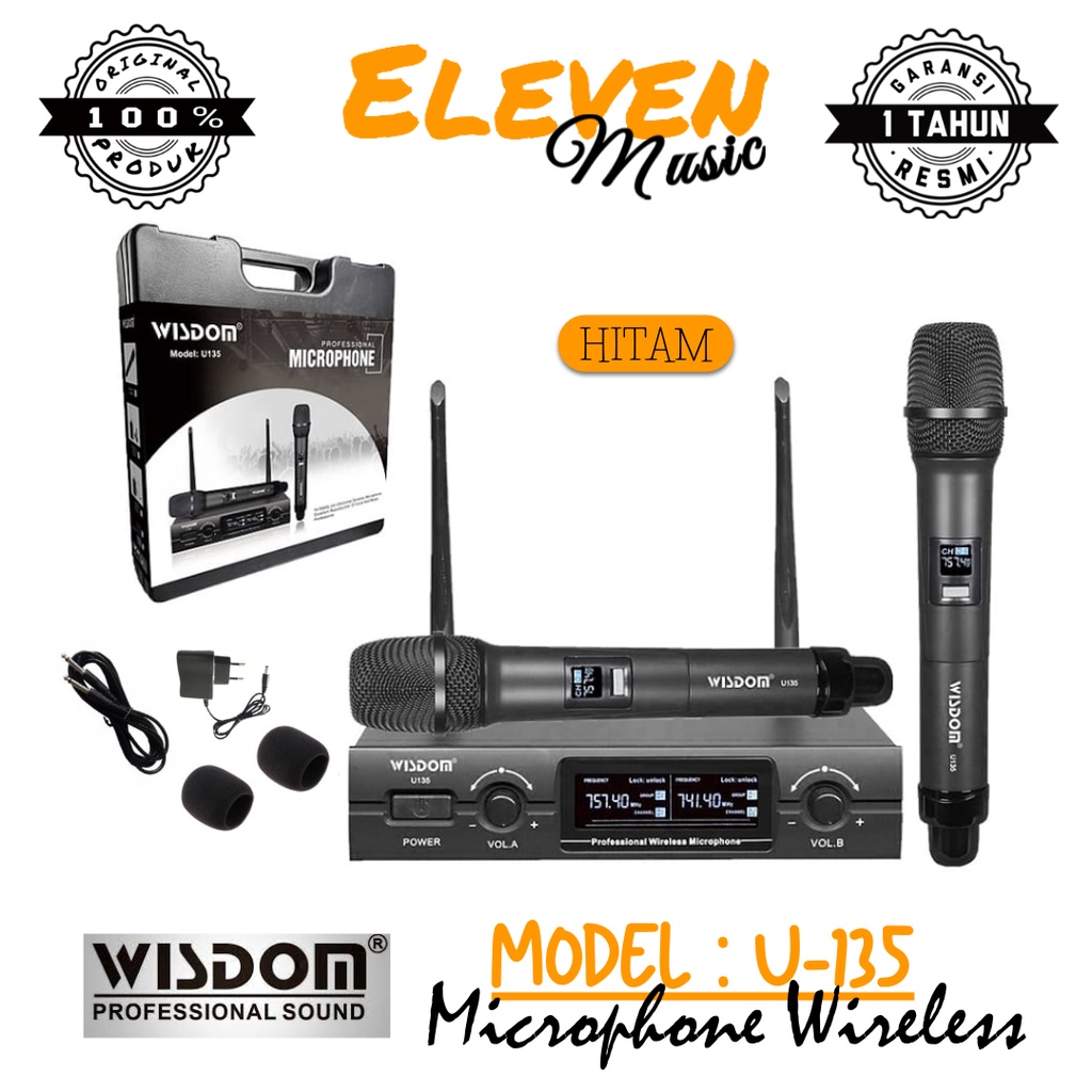 Jual Wisdom U-135 UHF Dual Handheld Wireless Microphone Original ...