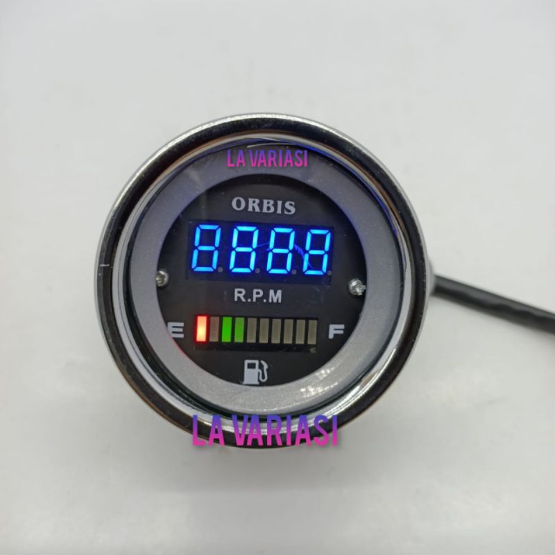 Jual SPEEDOMETER FUEL METER 2IN 1 DIGITAL RPM PLUS AMPER BENSIN LED ...