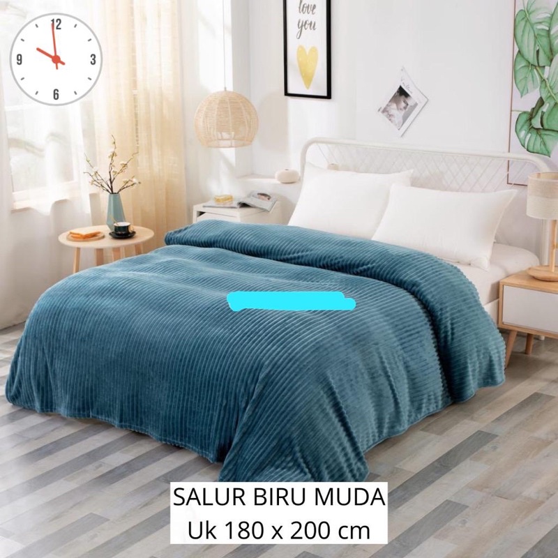 Jual Selimut Dewasa Selimut Salur Polos Lembus Ukuran 180x200Cm ...